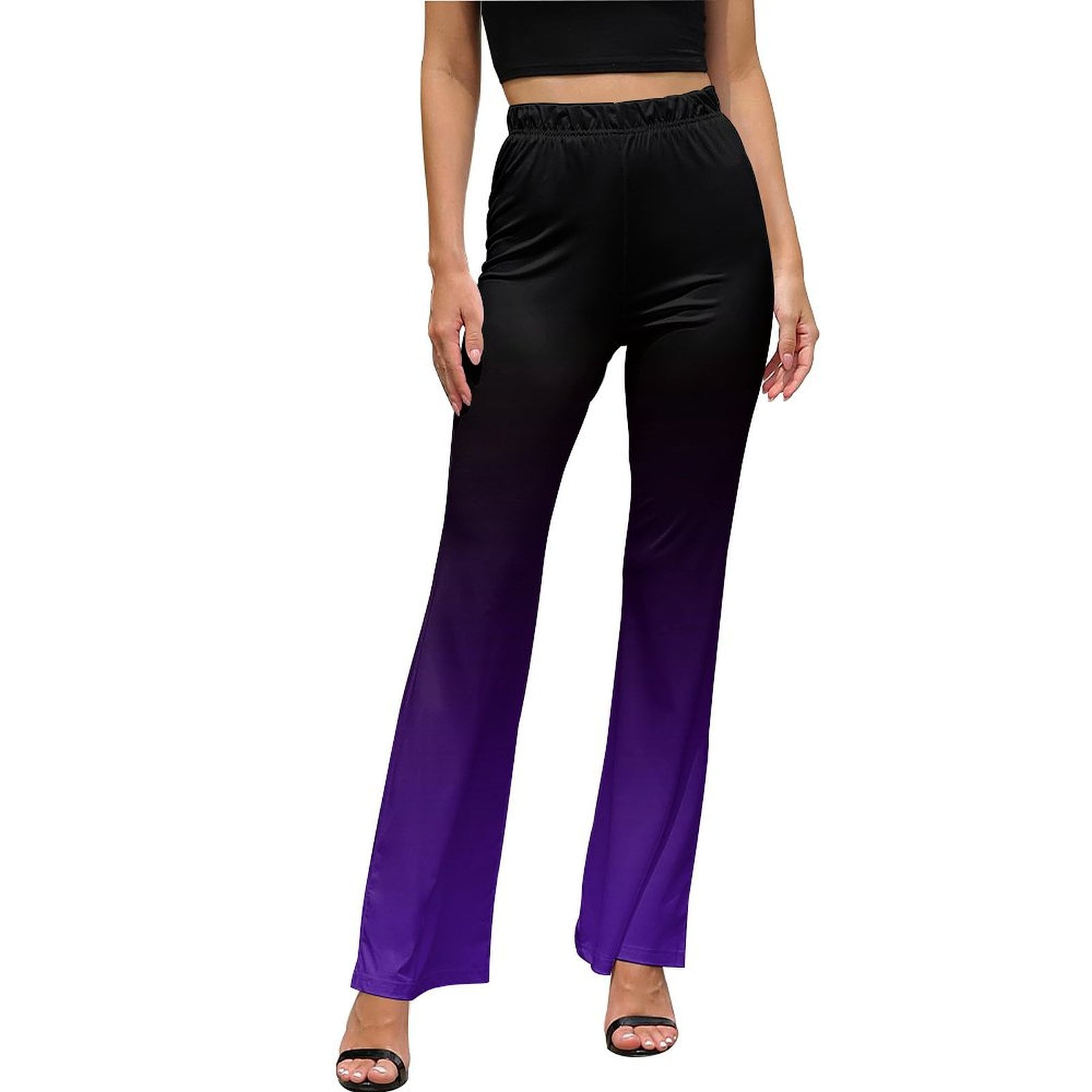 Black And Purple Gradient High Waisted Casual Flared Trousers Summer Home Pants Gift Street ...
