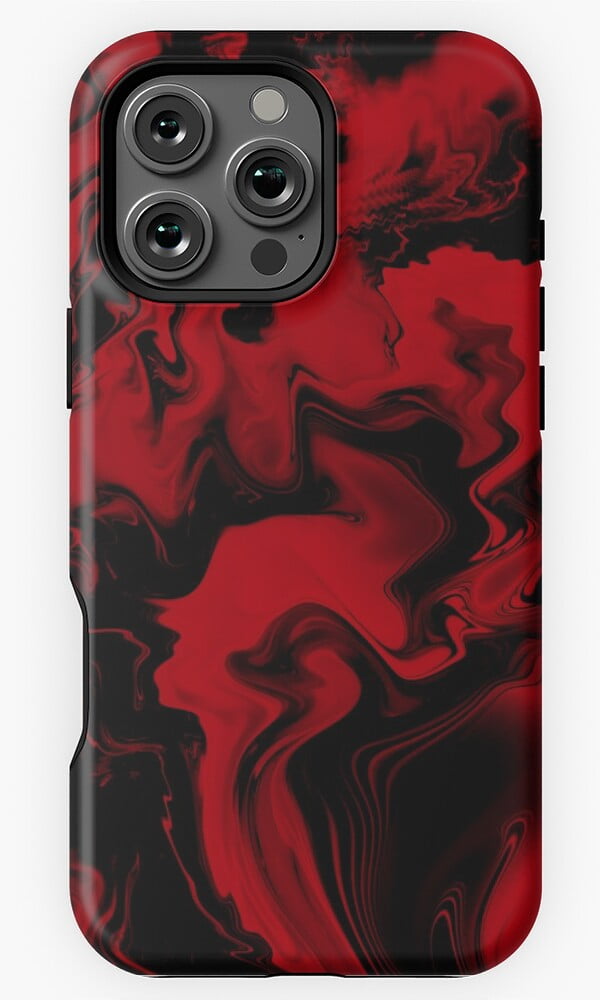 Black And Red Minimal Bold Color Block Print Phone Case for iPhone 16 ...