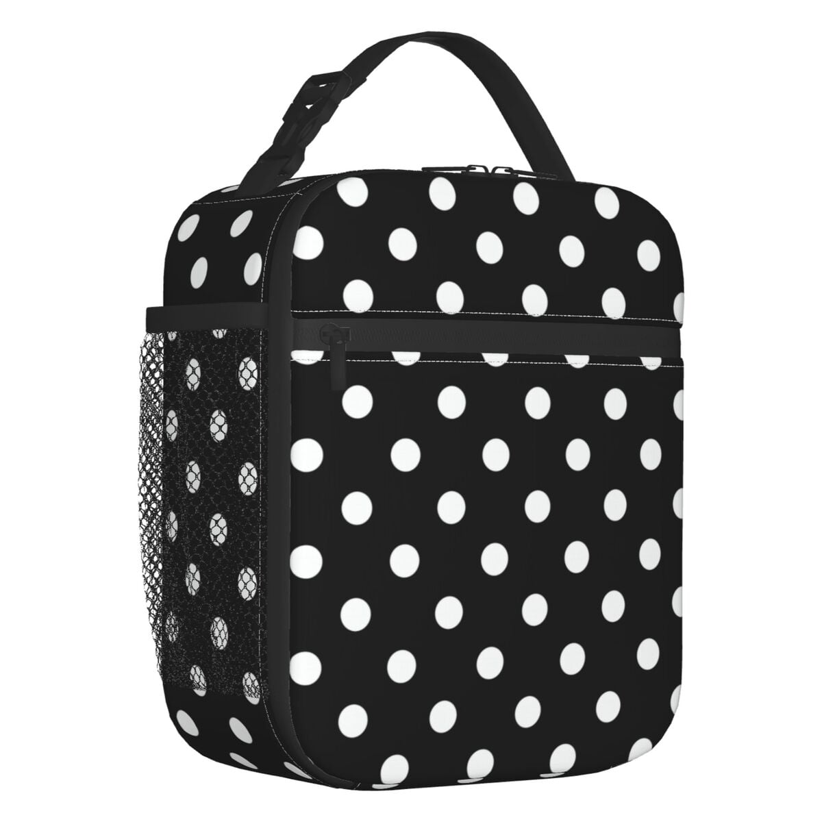 Black And Red Polka Dot Thermal Insulated Lunch Bags Resuable Lunch ...