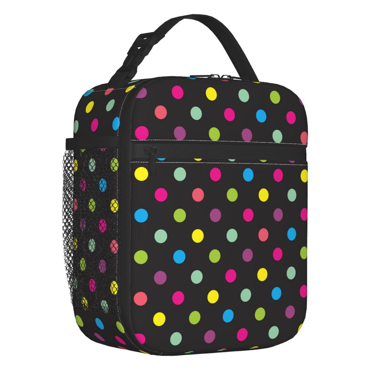 Black And Red Polka Dot Thermal Insulated Lunch Bags Resuable Lunch ...