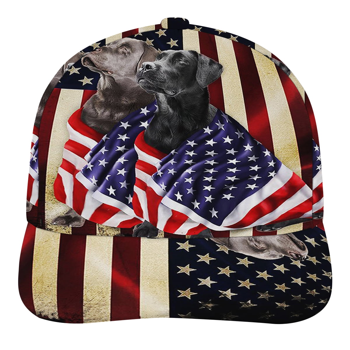 Black And Silver Labrador Retriever American flag Patriot baseball cap ...