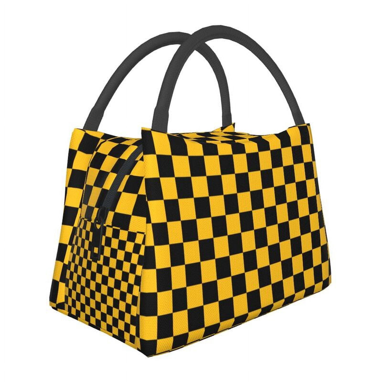 Black And Tan Brown Checkerboard Insulated Lunch Bag for Office ...