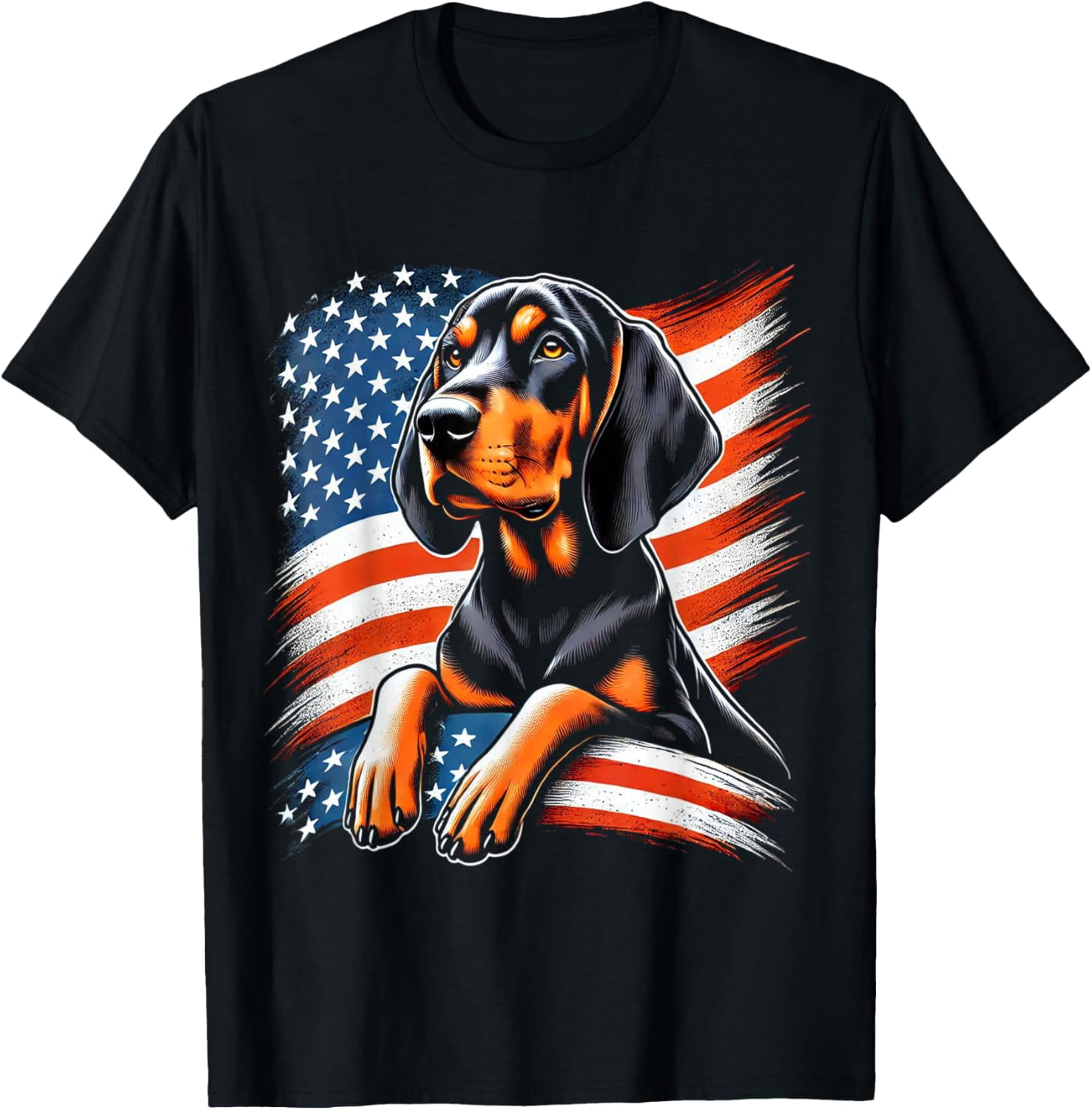 Black And Tan Coonhound Dog Us Flag Black And Tan Coonhound T-Shirt ...