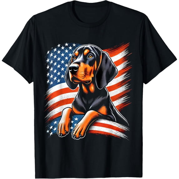 Black And Tan Coonhound Dog Us Flag Black And Tan Coonhound T-Shirt ...