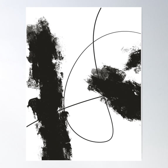 Black And White Abstract Contemporary Art Poster Wall Art, UNFRAMED ...