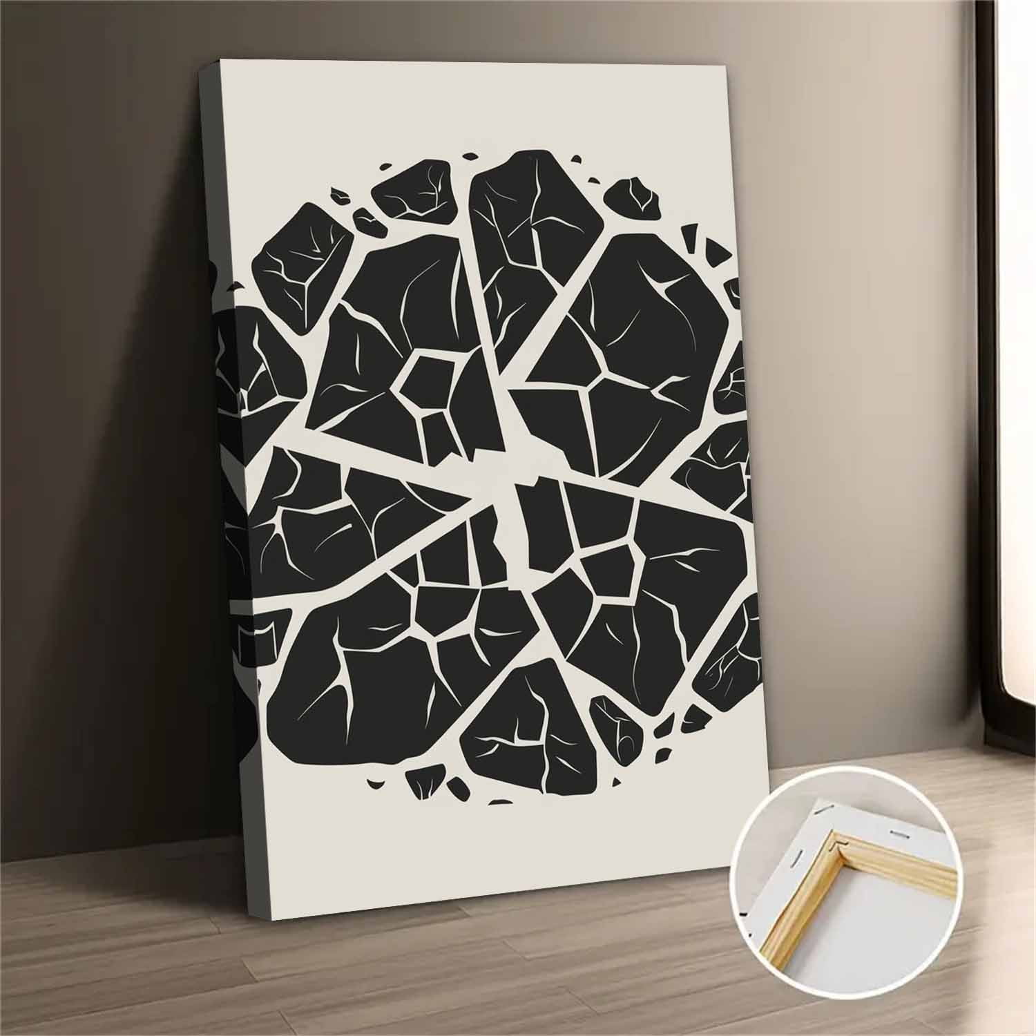 Black And White Abstract Crack Wall Art Canvas Painting - Walmart.com