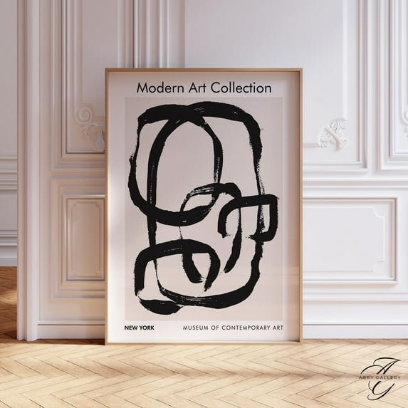 Black And White Abstract Line Art Poster: Minimalist Wall Decor Min15 ...