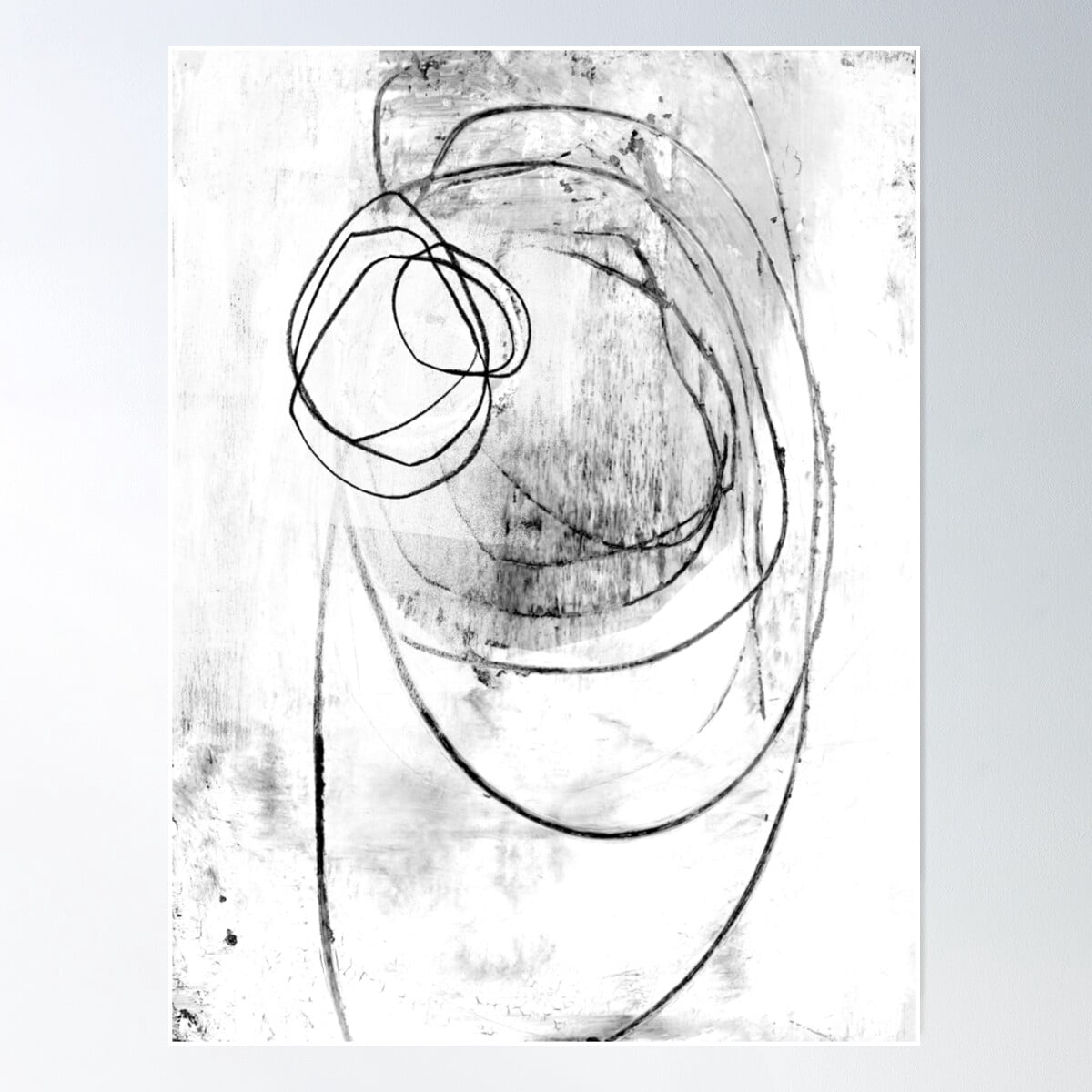 Black And White Abstract Painting Scribble Poster Wall Art Modern Wall ...