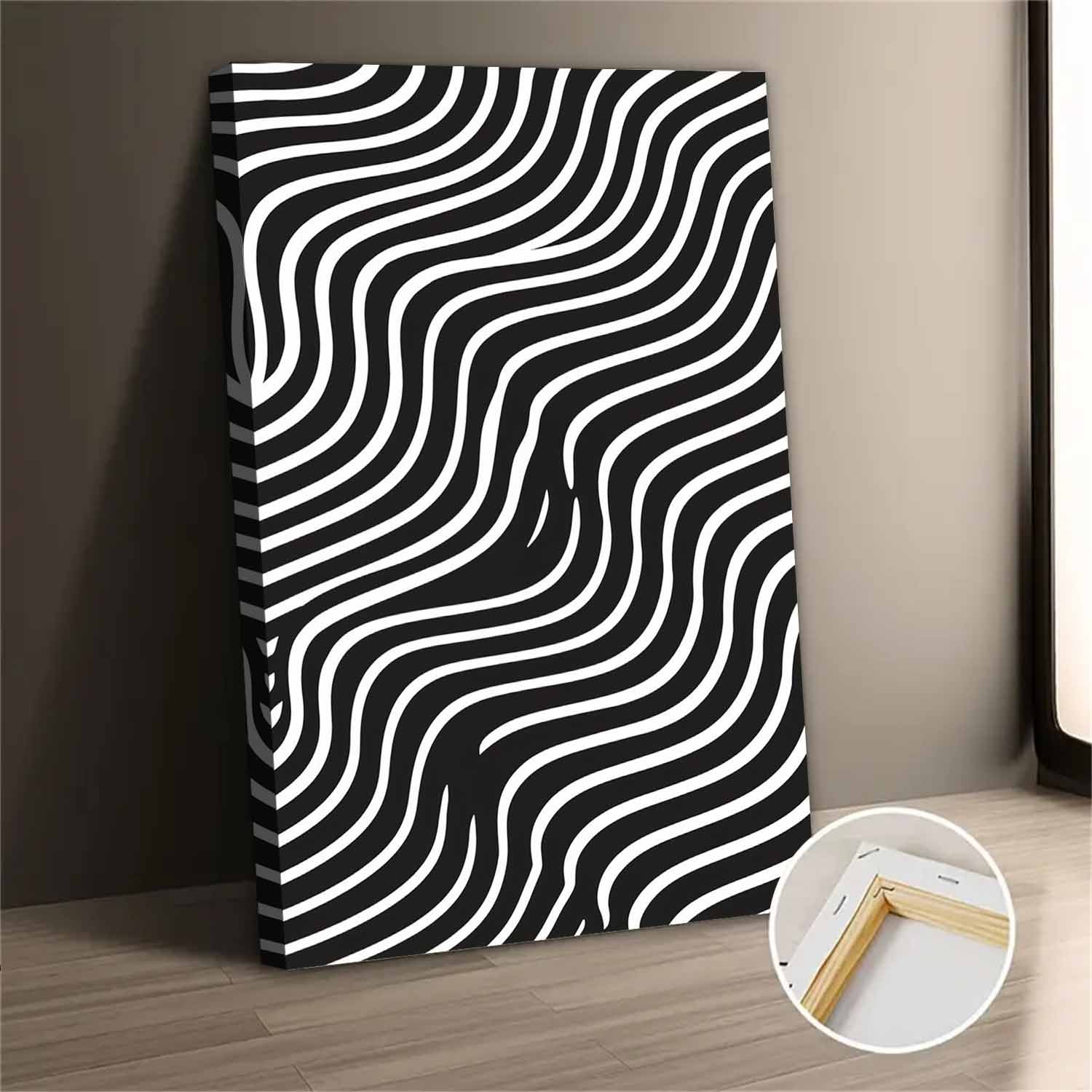 Black And White Abstract Waves Canvas Wall Art - Walmart.com