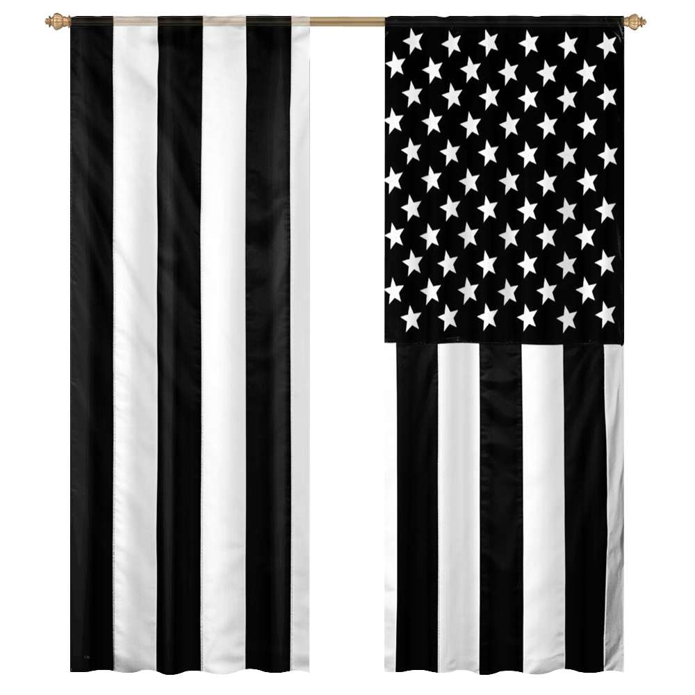 Black And White American Flag Sheer Window Curtains for Living Room ...