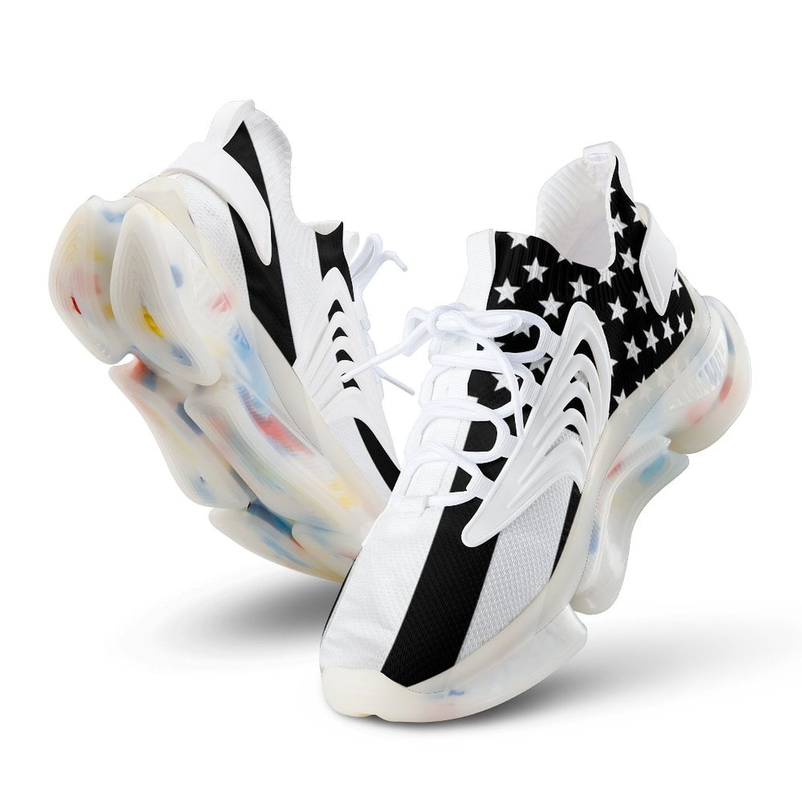 Black And White American Flag Walking Shoes for Men Woman Lightweight ...