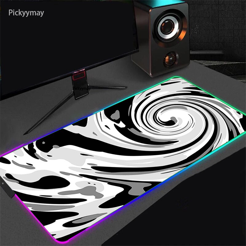 Black And White Art RGB Mouse Pad Keyboard Large Mat Desk Mice Pad ...