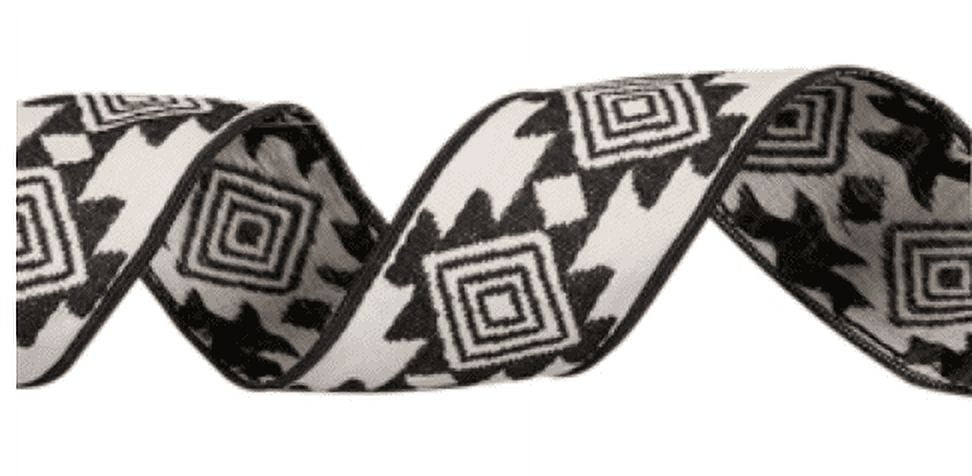 Black And White Aztec Wired Edge Ribbon - 2 1/2" Inches Craft Diy ...