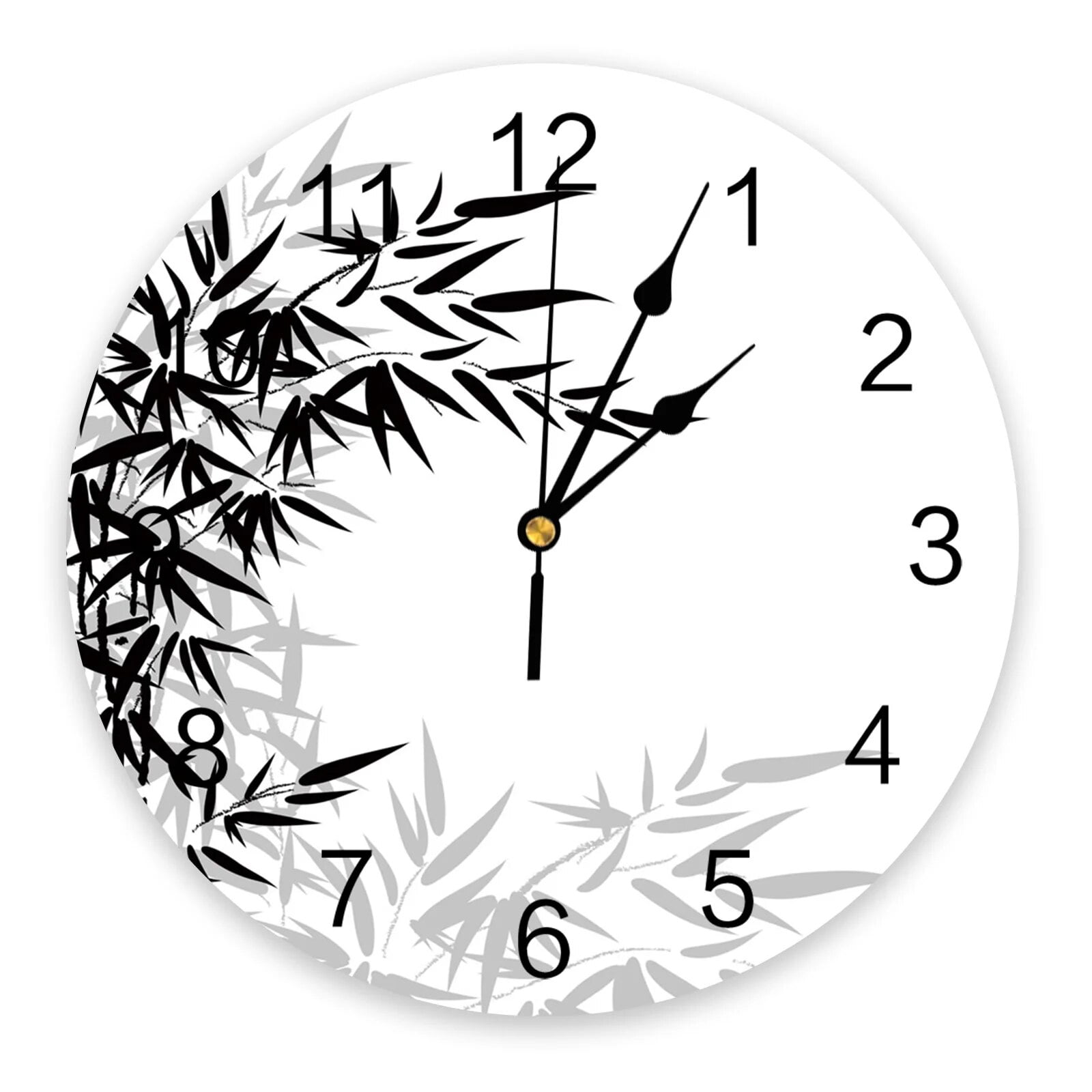 Black And White Bamboo PVC Wall Clock Modern Design Living Room ...
