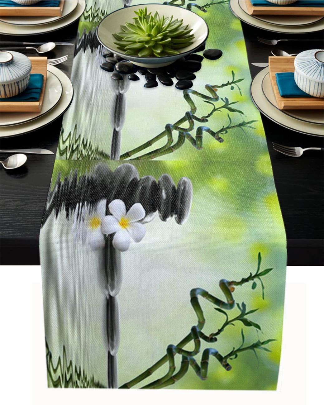 Black And White Bamboo Table Runner Wedding ration Home Dinner Table r ...