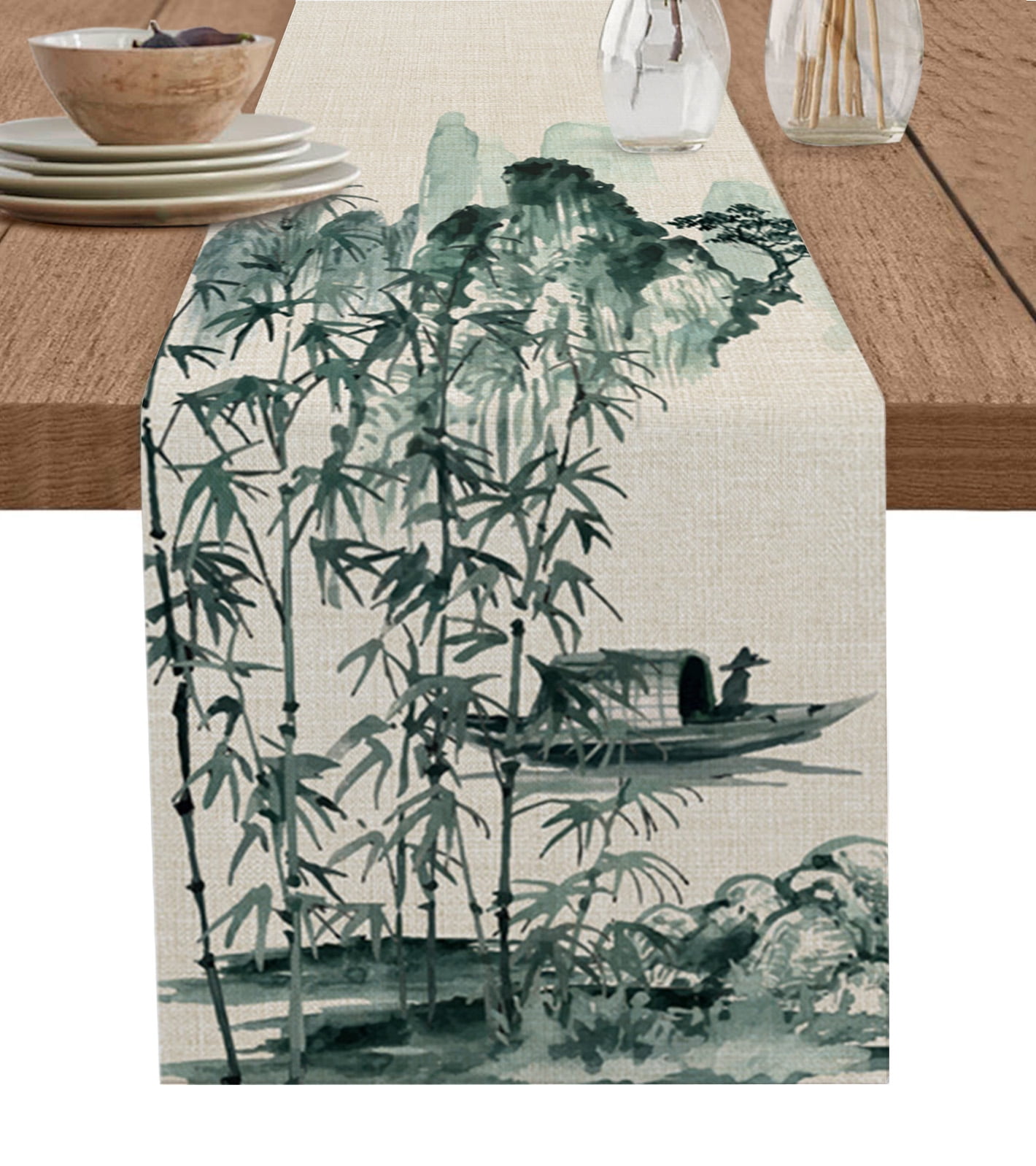 Black And White Bamboo Table Runner Wedding ration Home Dinner Table r ...