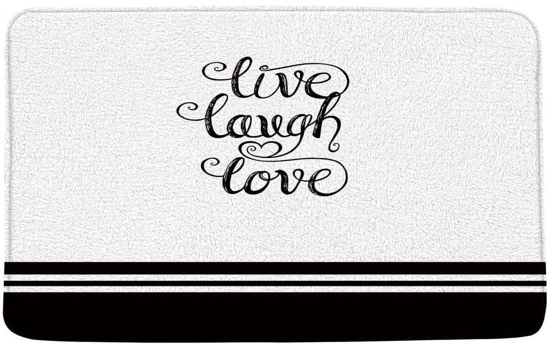 Black And White Bath Mat Live Laugh Love Simple Inspirational Quotes ...