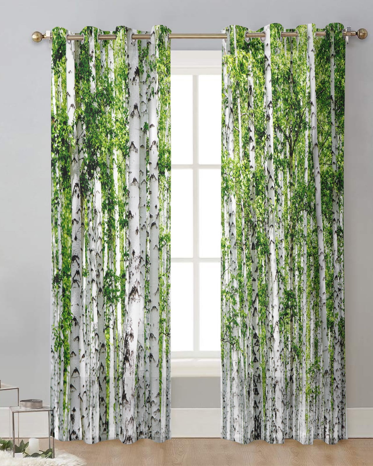 Black And White Birch Tree Sheer Curtains For Living Room Window ...