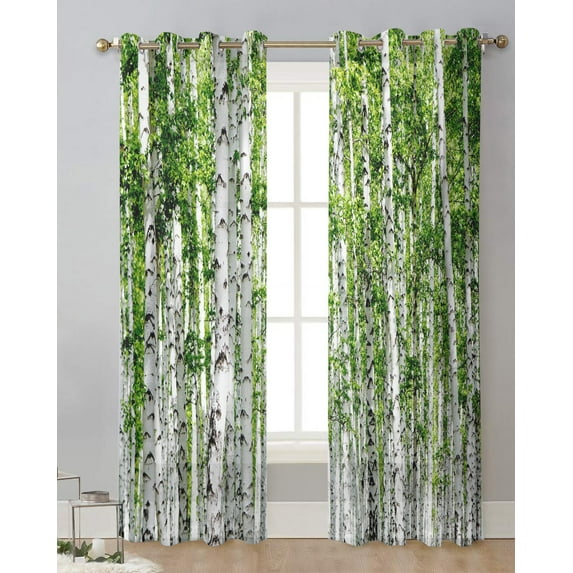 Black And White Birch Tree Sheer Curtains For Living Room Window ...