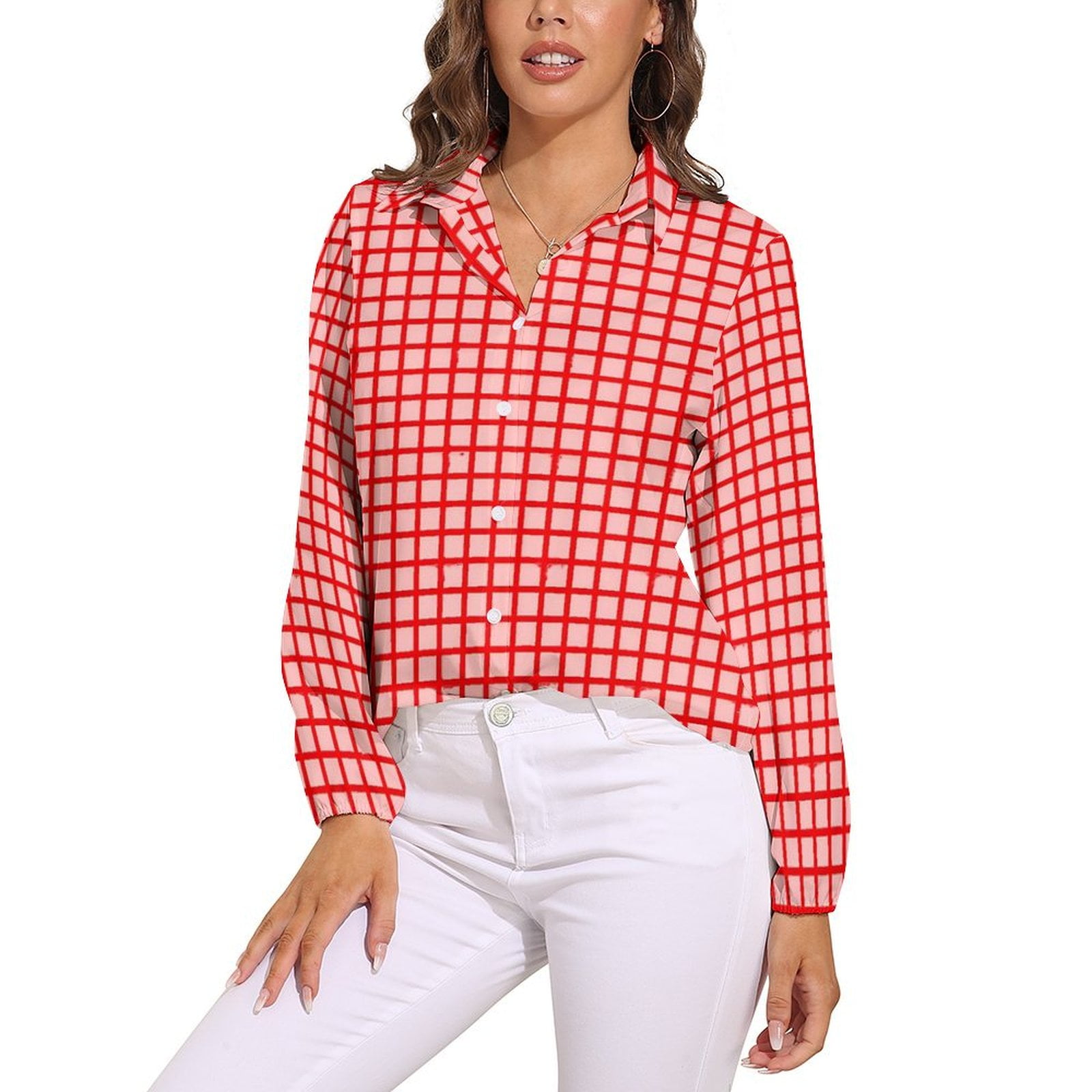 Black And White Check Print Blouse Daisy Block Retro Custom Blouses ...