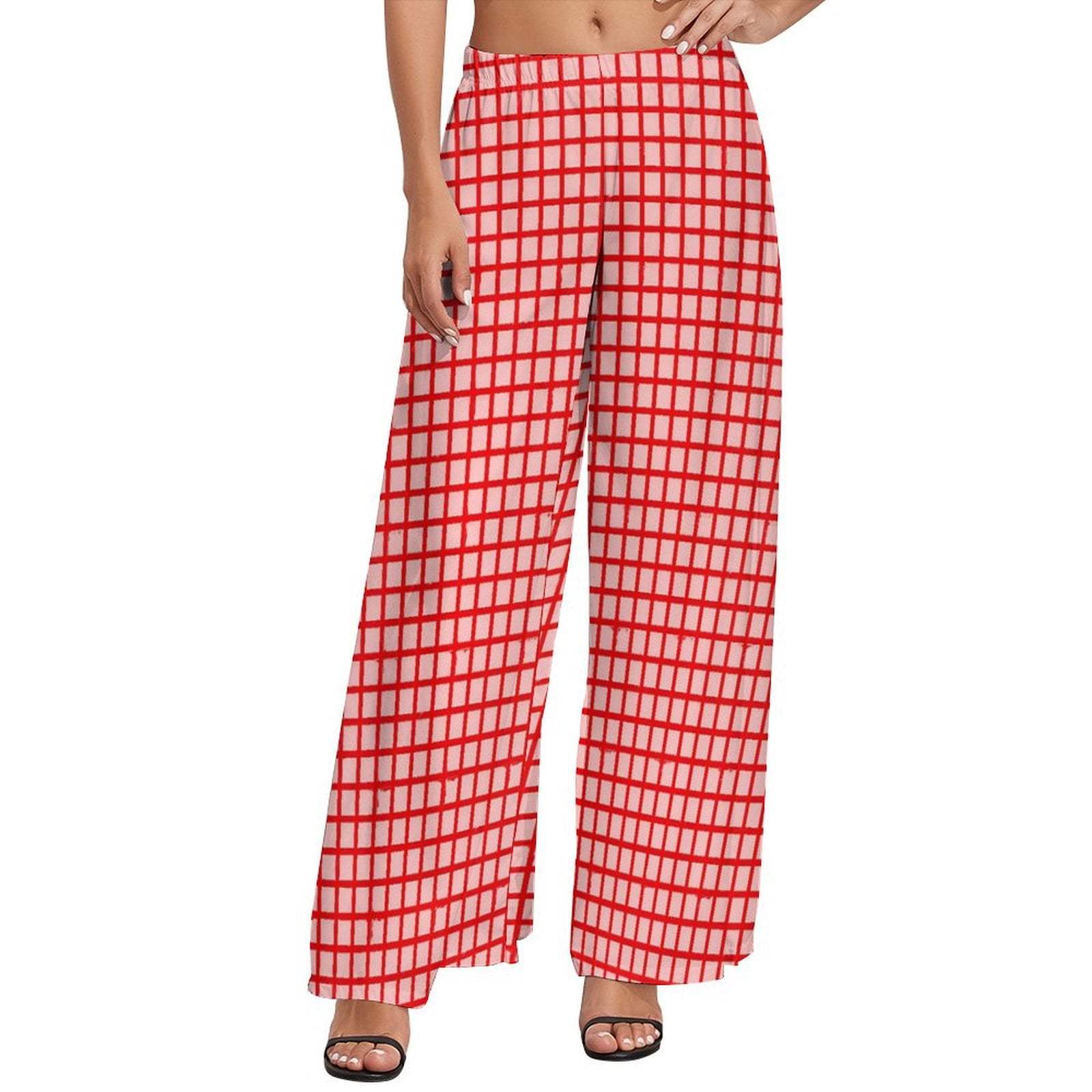 Black And White Check Print Straight Pants Daisy Block Workout Wide ...
