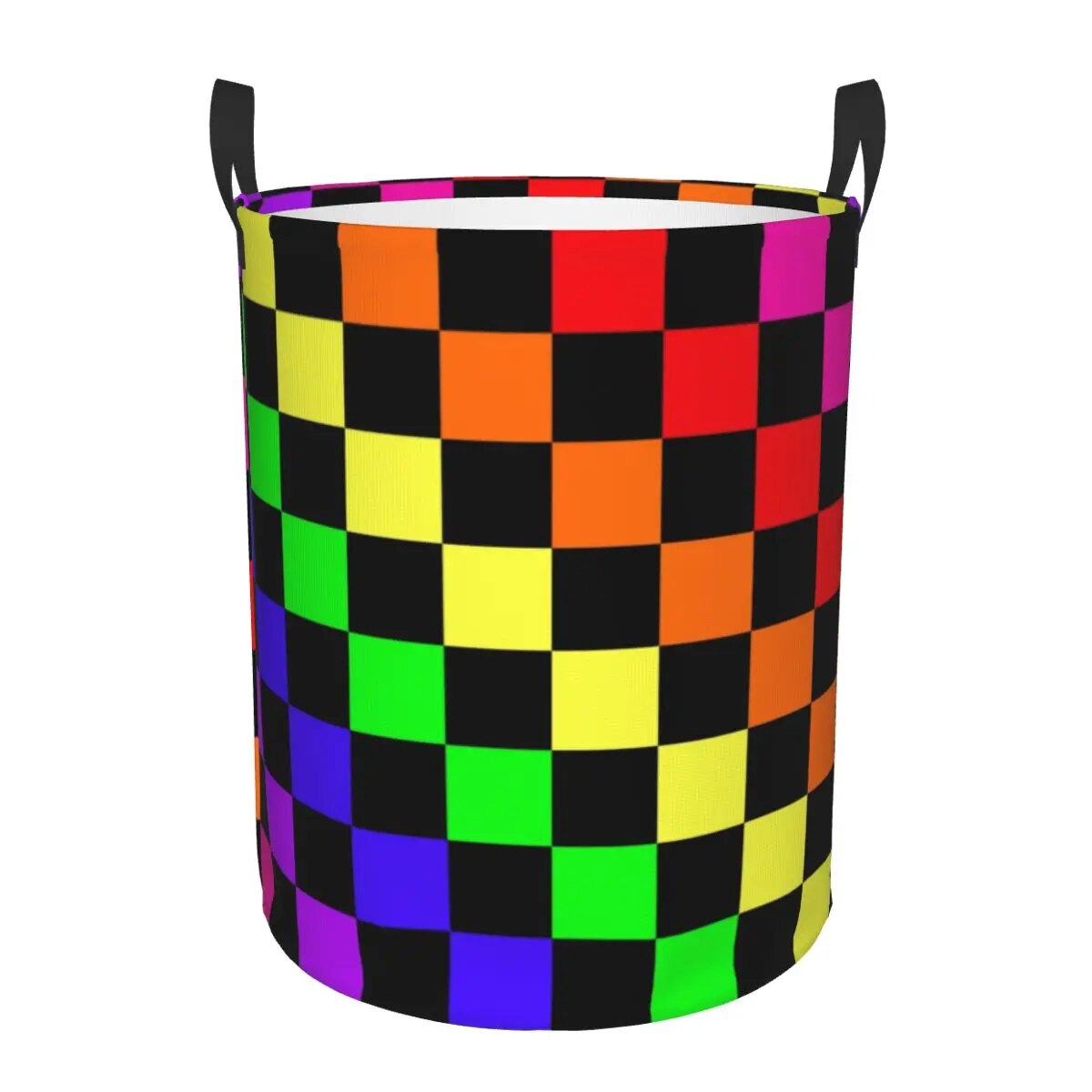 Black And White Checkerboard Pattern Laundry Basket Foldable Large ...