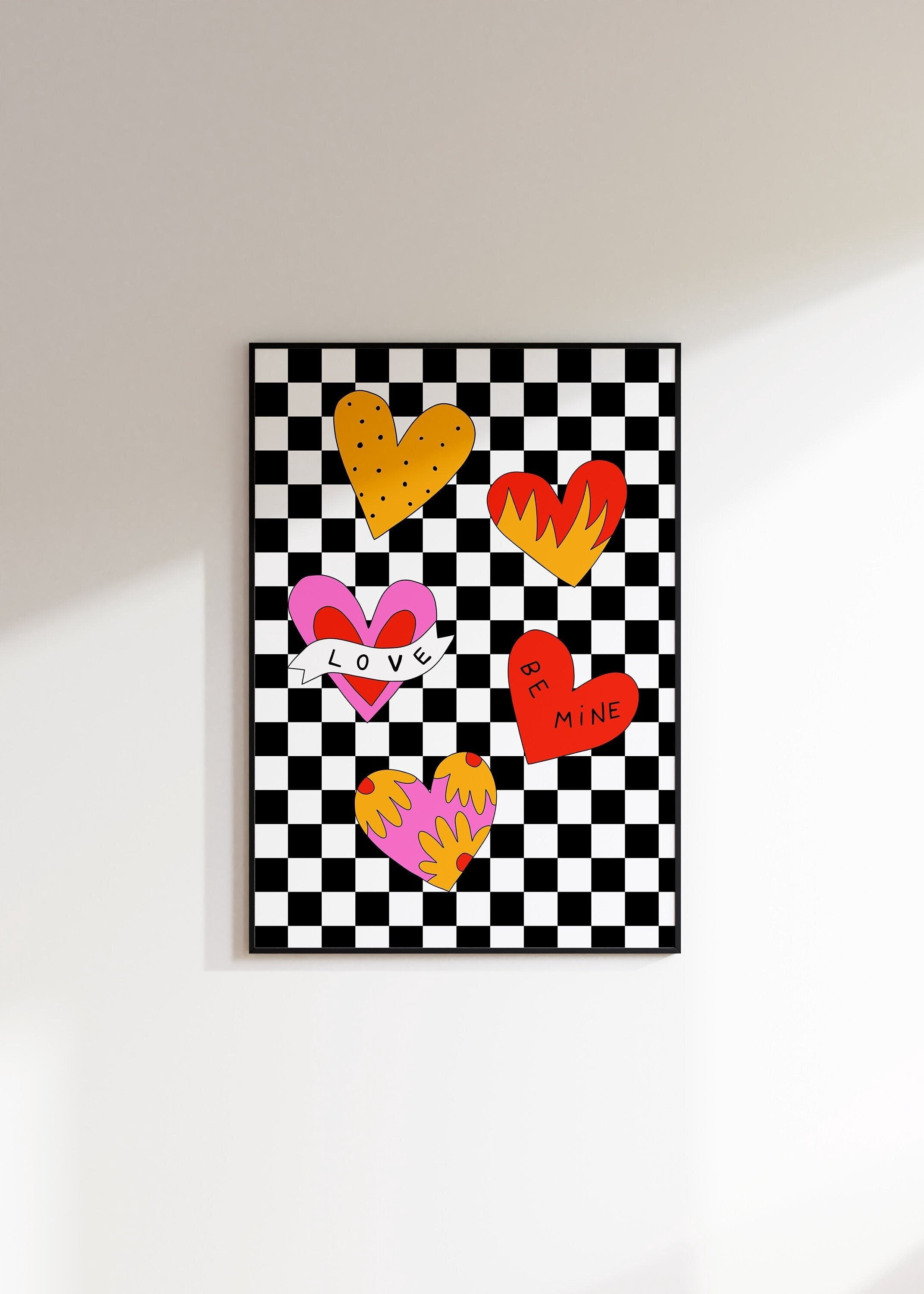 Black And White Checkerboard Retro Heats Print 2000S Rock Vans Inspired ...