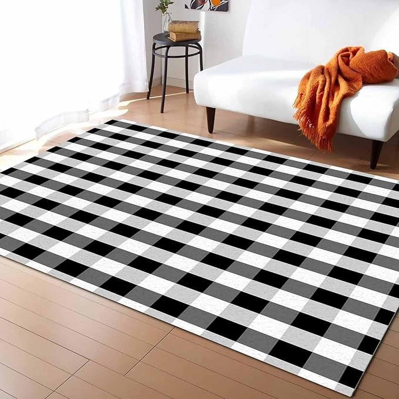 Black And White Checkered Area Rugs For Living Room Bedroom, Area Rug ...