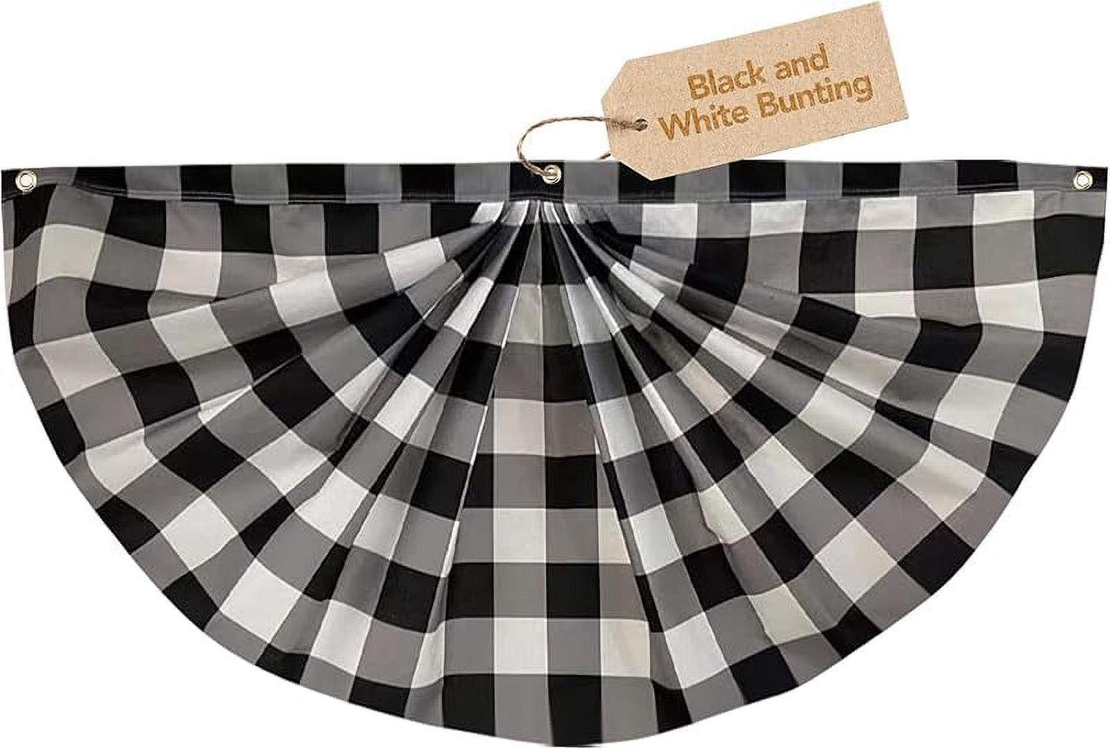 Black And White Checkered Bunting 36" x 18" Pleated Banner with ...