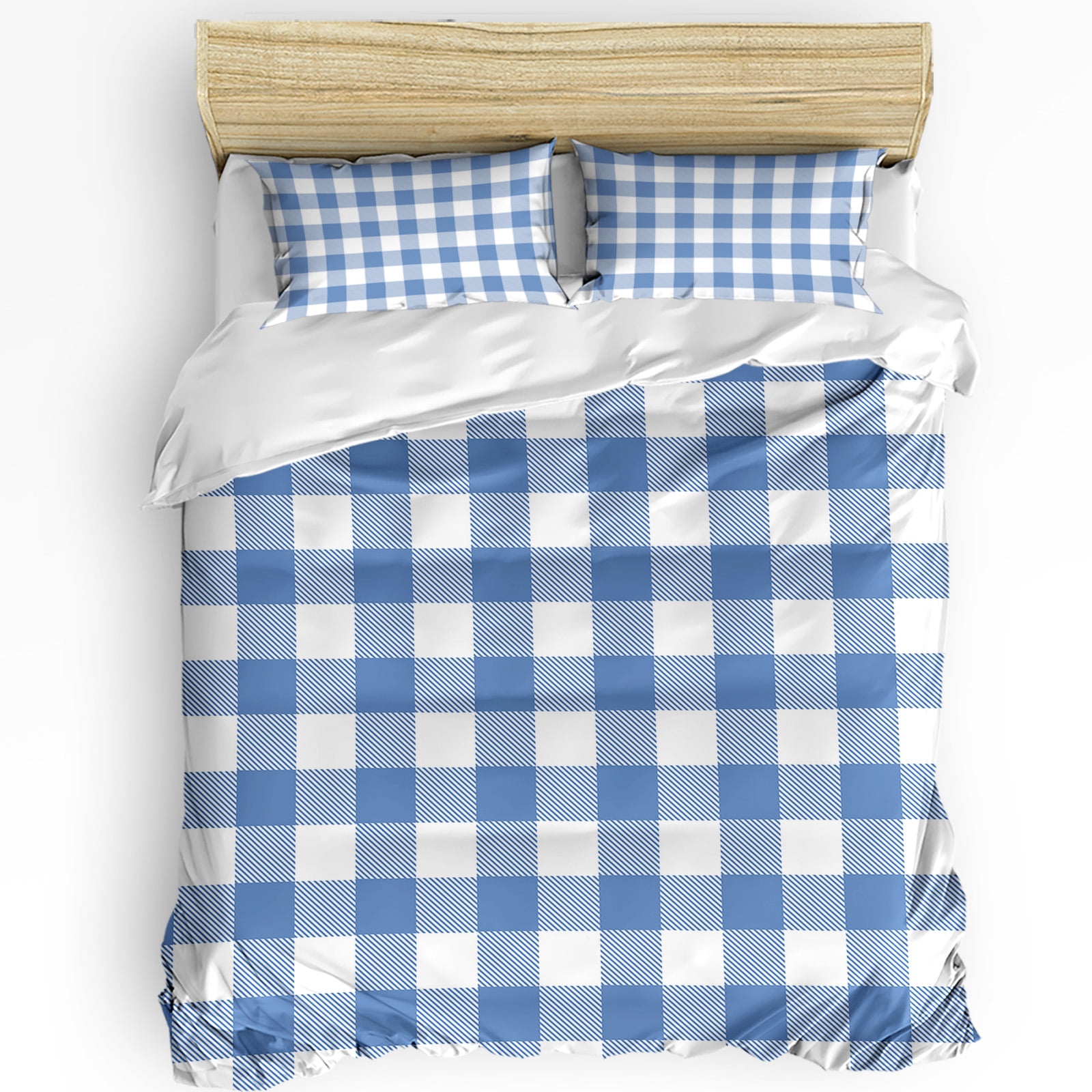 Black And White Checkered Simple Plaid 3pcs Duvet Cover Set with Pillow ...