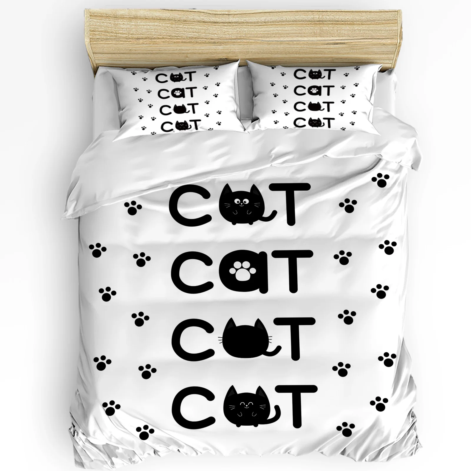 Black And White Checkered Simple Plaid Duvet Cover with Pillow Case ...