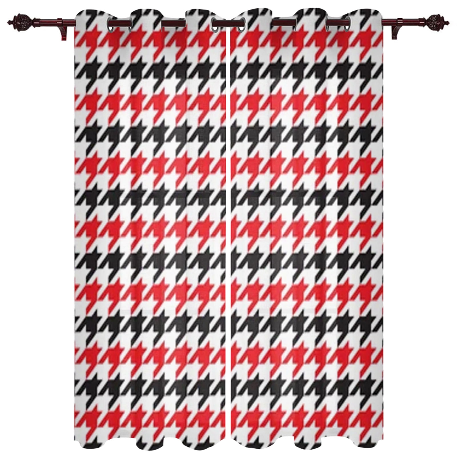 Black And White Checkered Simple Plaid Window Curtains for Living Room ...