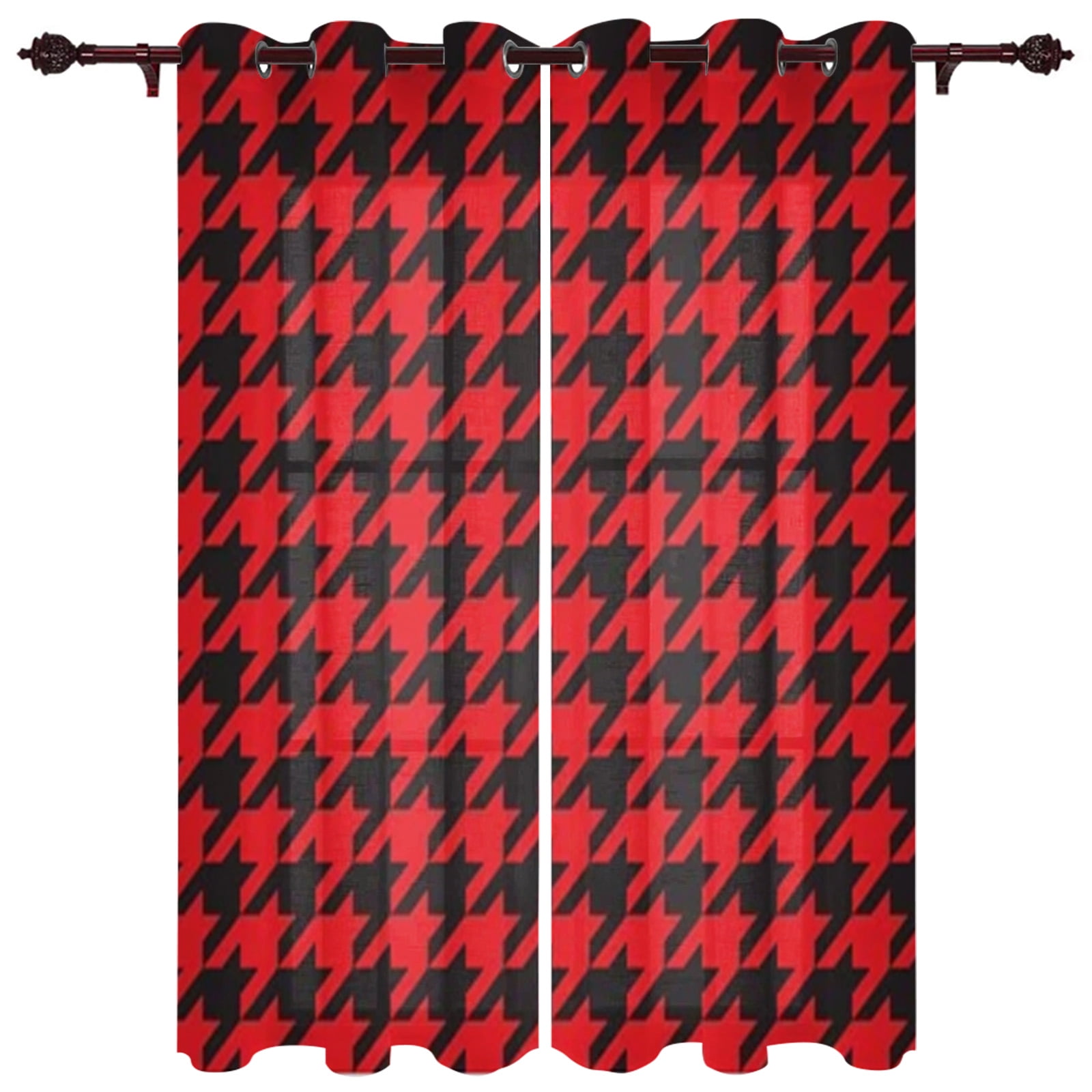 Black And White Checkered Simple Plaid Window Curtains for Living Room ...