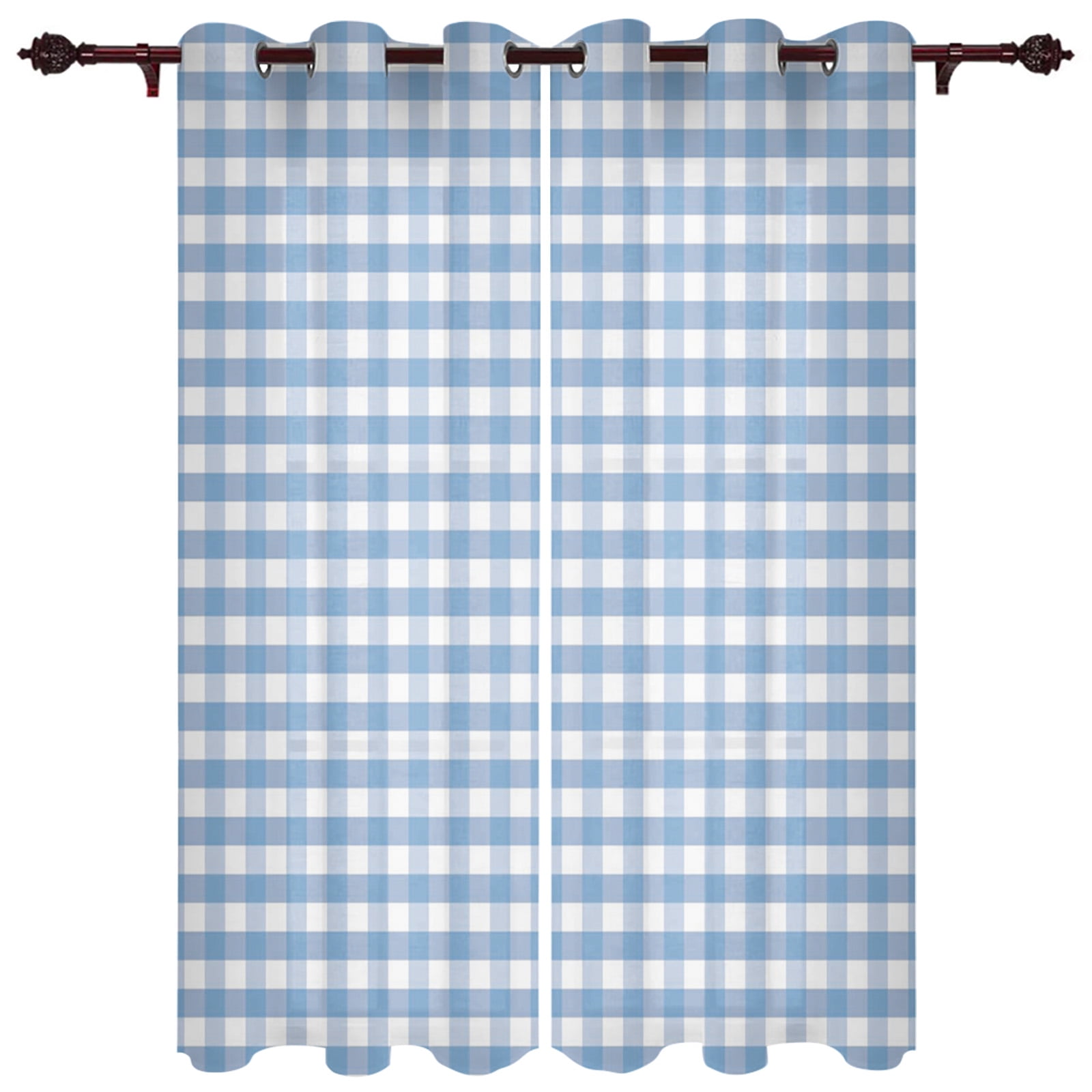 Black And White Checkered Simple Plaid Window Curtains for Living Room ...