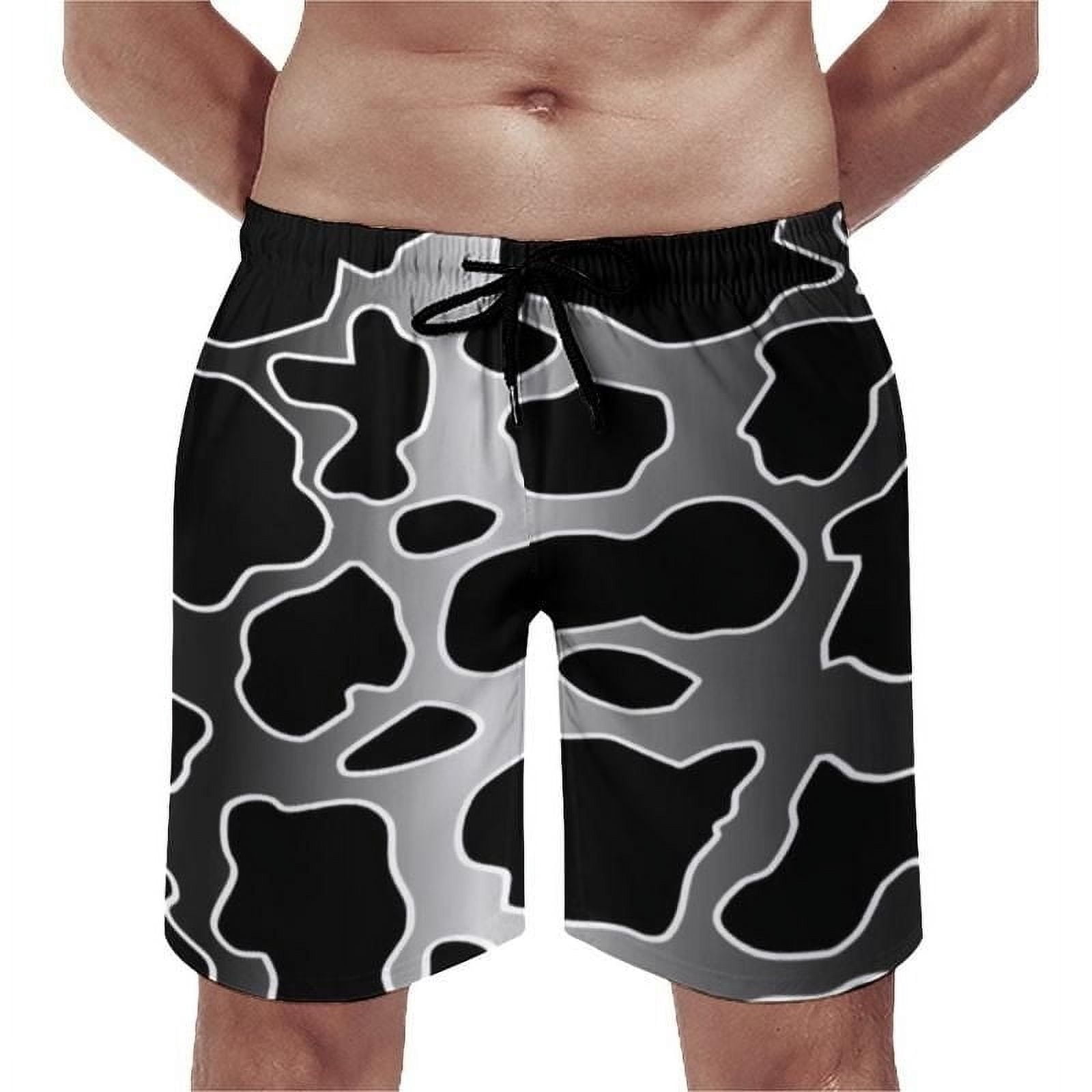 Black And White Cow 3d Print Beach Shorts Men Surf Board Shorts Summer ...