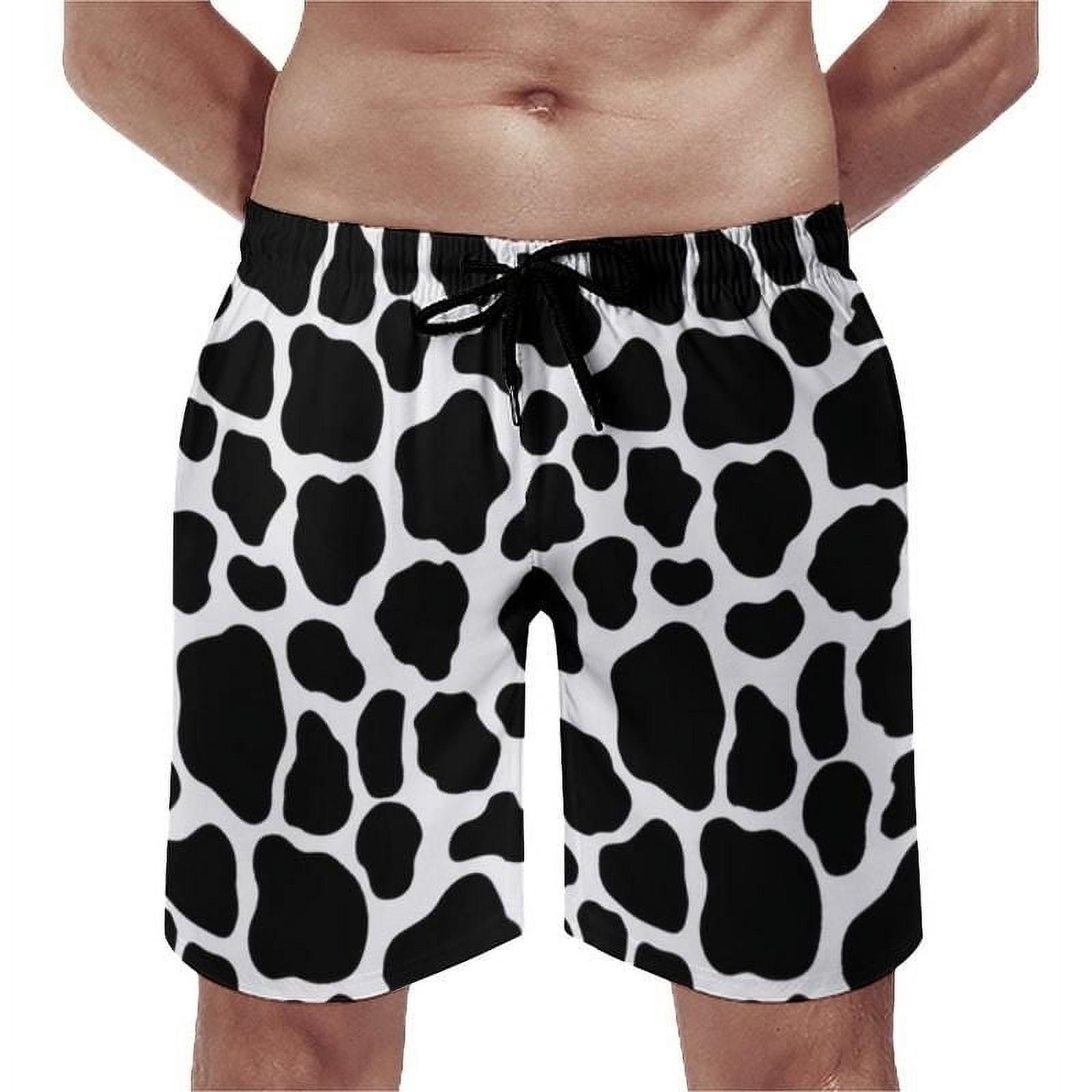 Black And White Cow 3d Print Beach Shorts Men Surf Board Shorts Summer ...