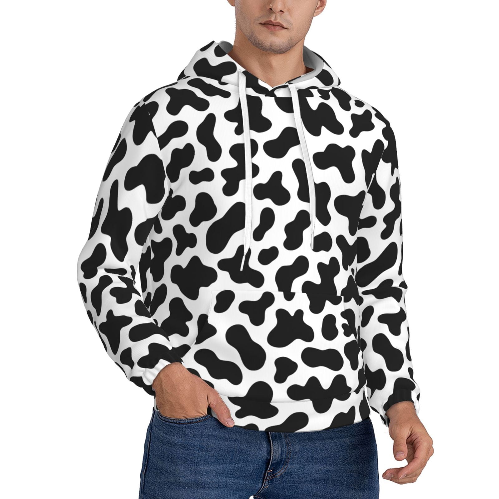 Black And White Cow Pattern Hoodie Men Unisex 3d Fleece Hooded ...