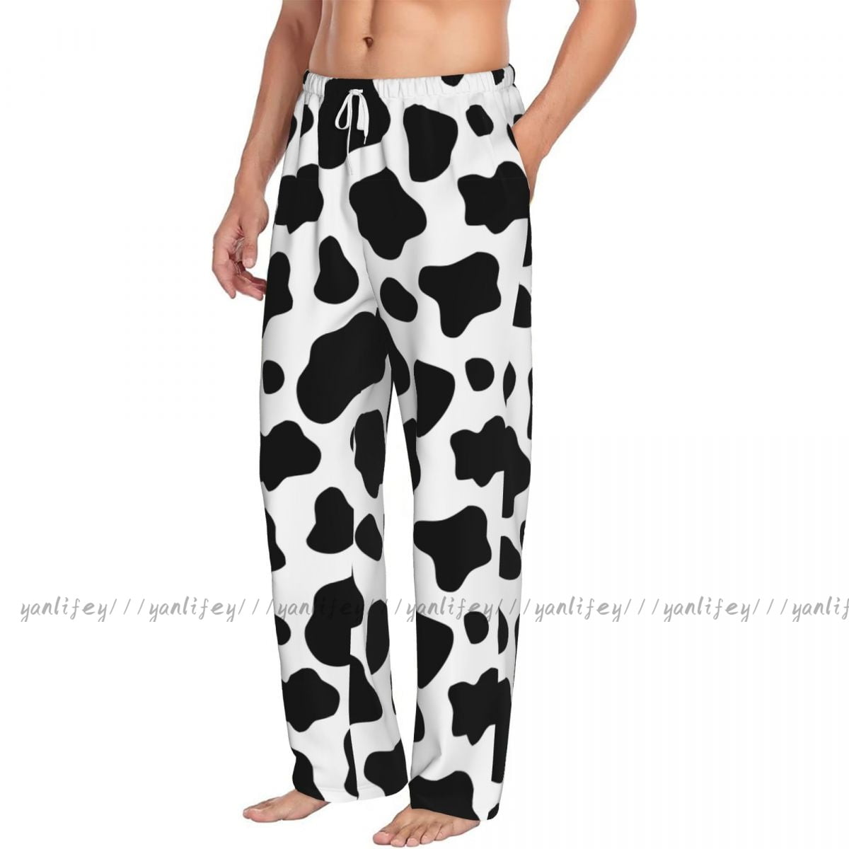 Black And White Cow Pattern Mens Woman Pajamas Pyjamas Pants Lounge ...