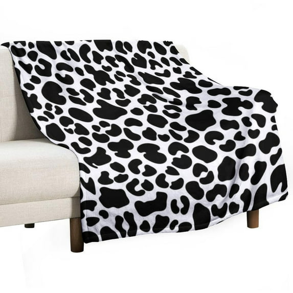 Black And White Cow Pattern Throw Blanket Warm Microfiber Flannel ...