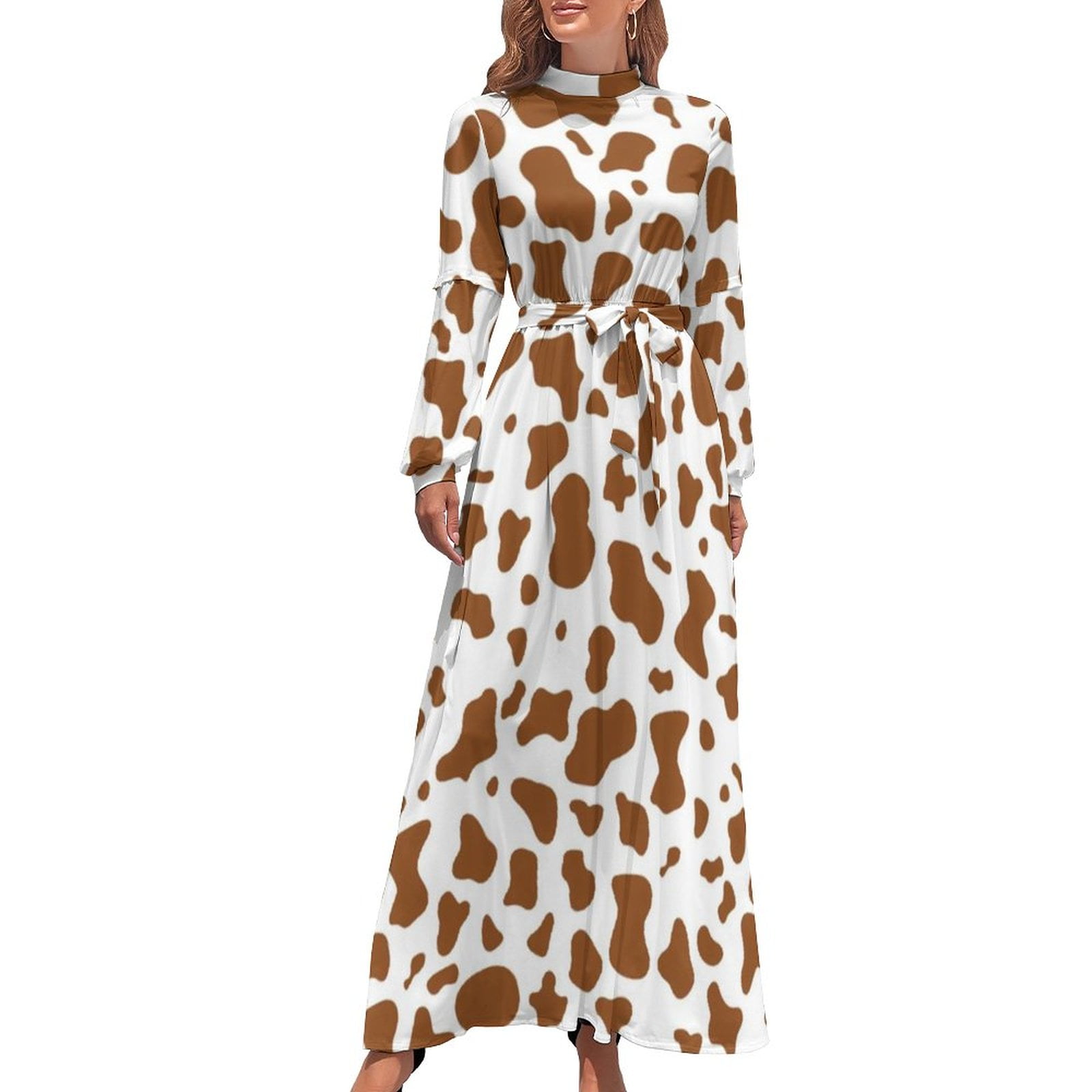 Black And White Cow Print Dress Cow Spots Animal Elegant Maxi Dress ...