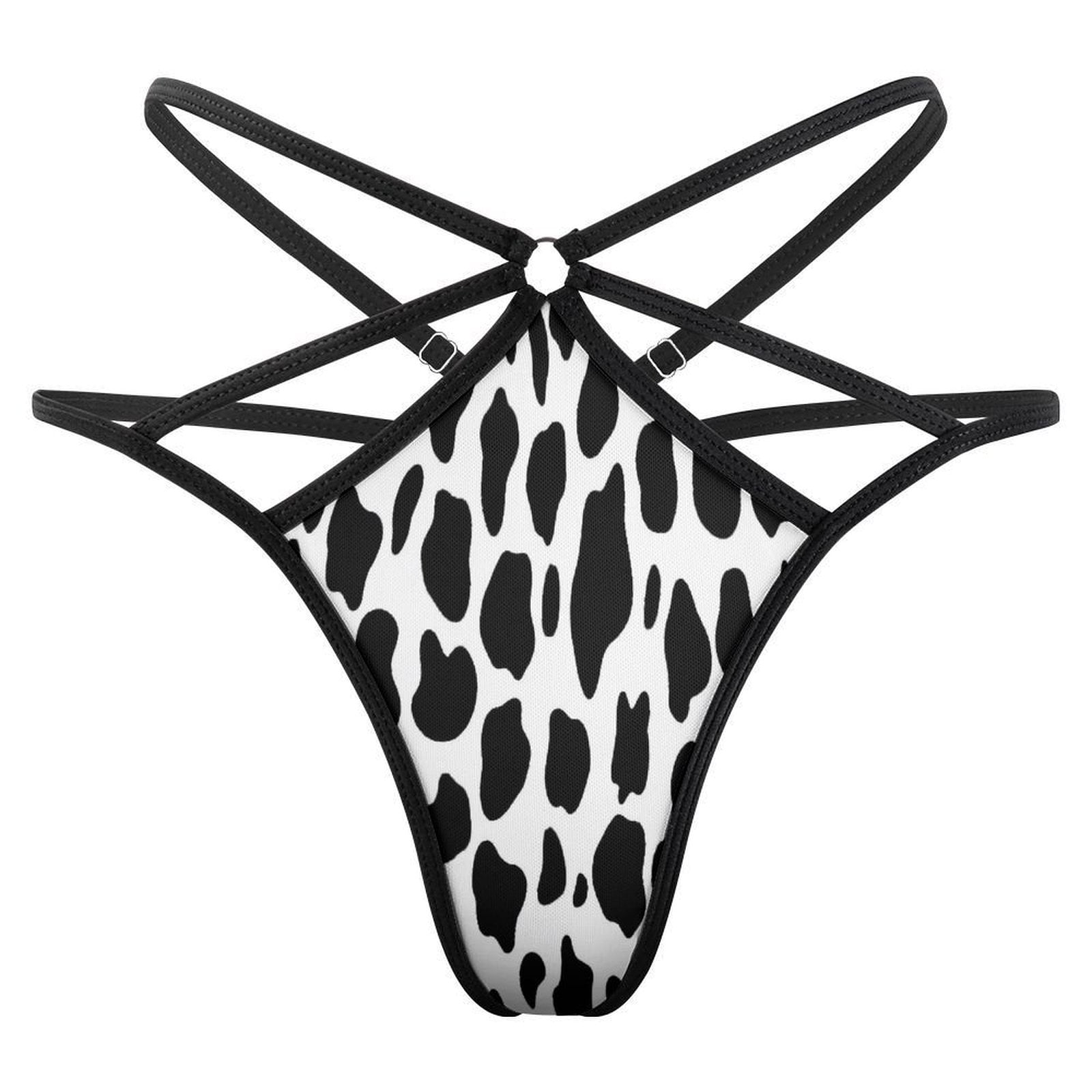 Black And White Cow Print Open Type Women's Panties Crotch Opening G ...