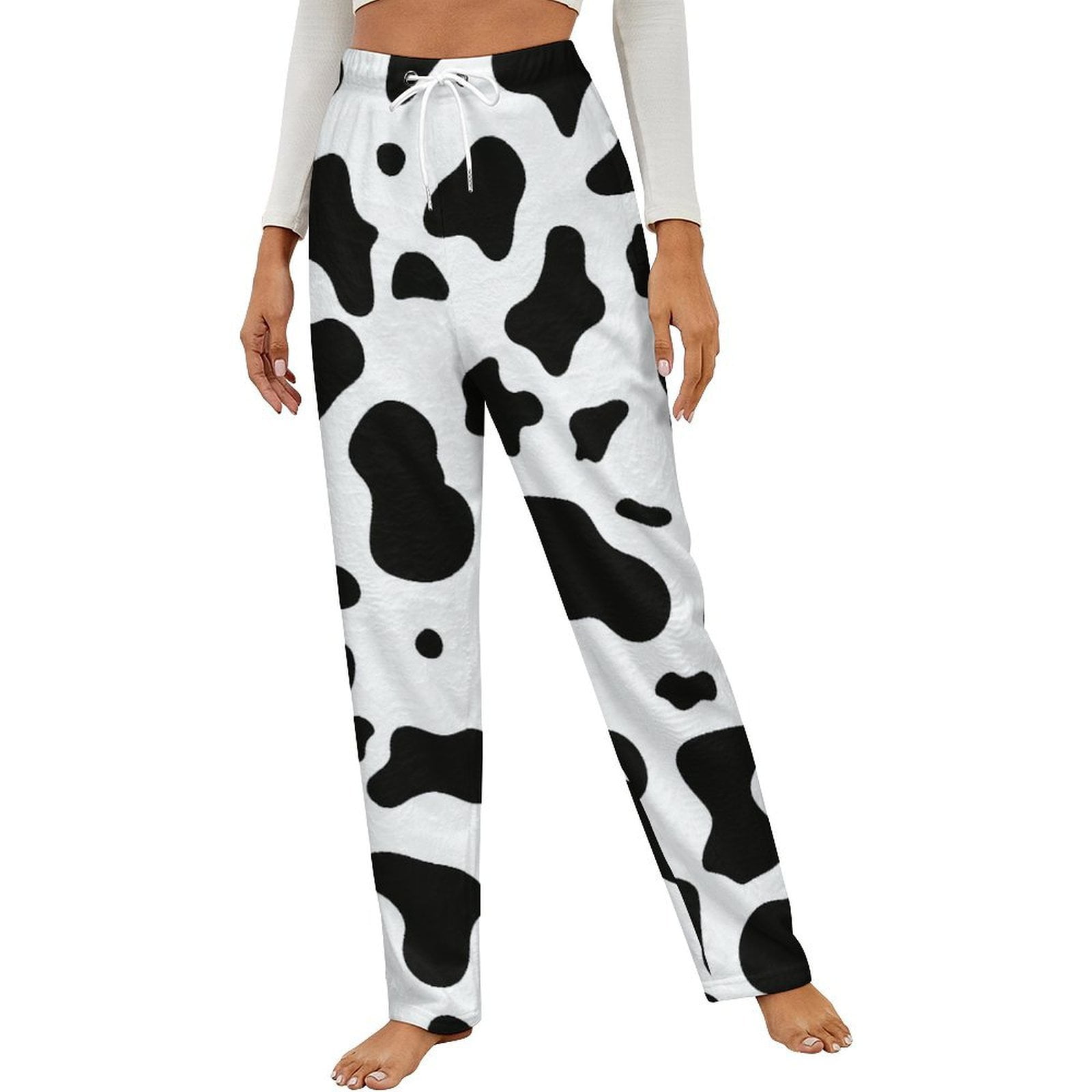 Black And White Cow Print Pajamas Pants Women's Pajama Pants Home ...