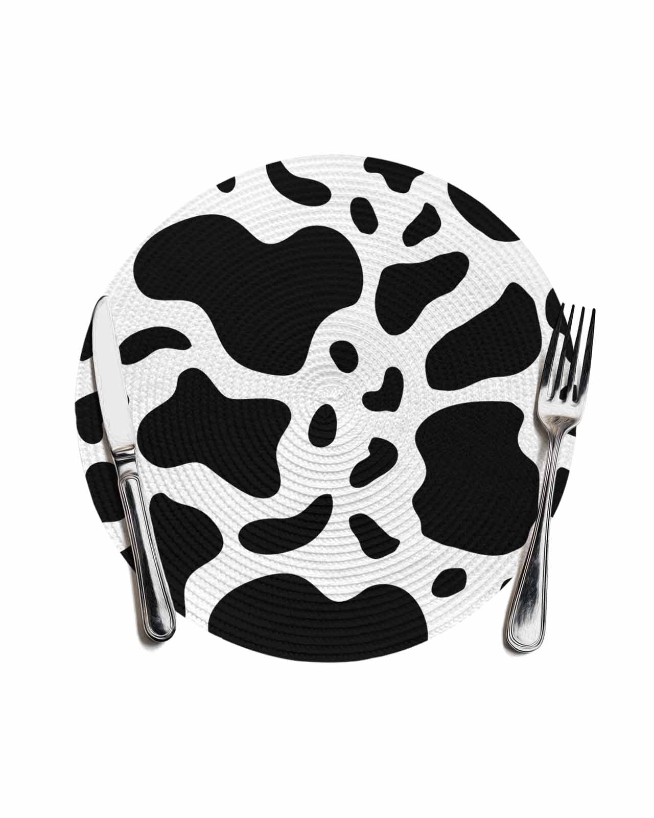 Black And White Cow Print Round Table Placemats 1 pc, Farmhouse ...