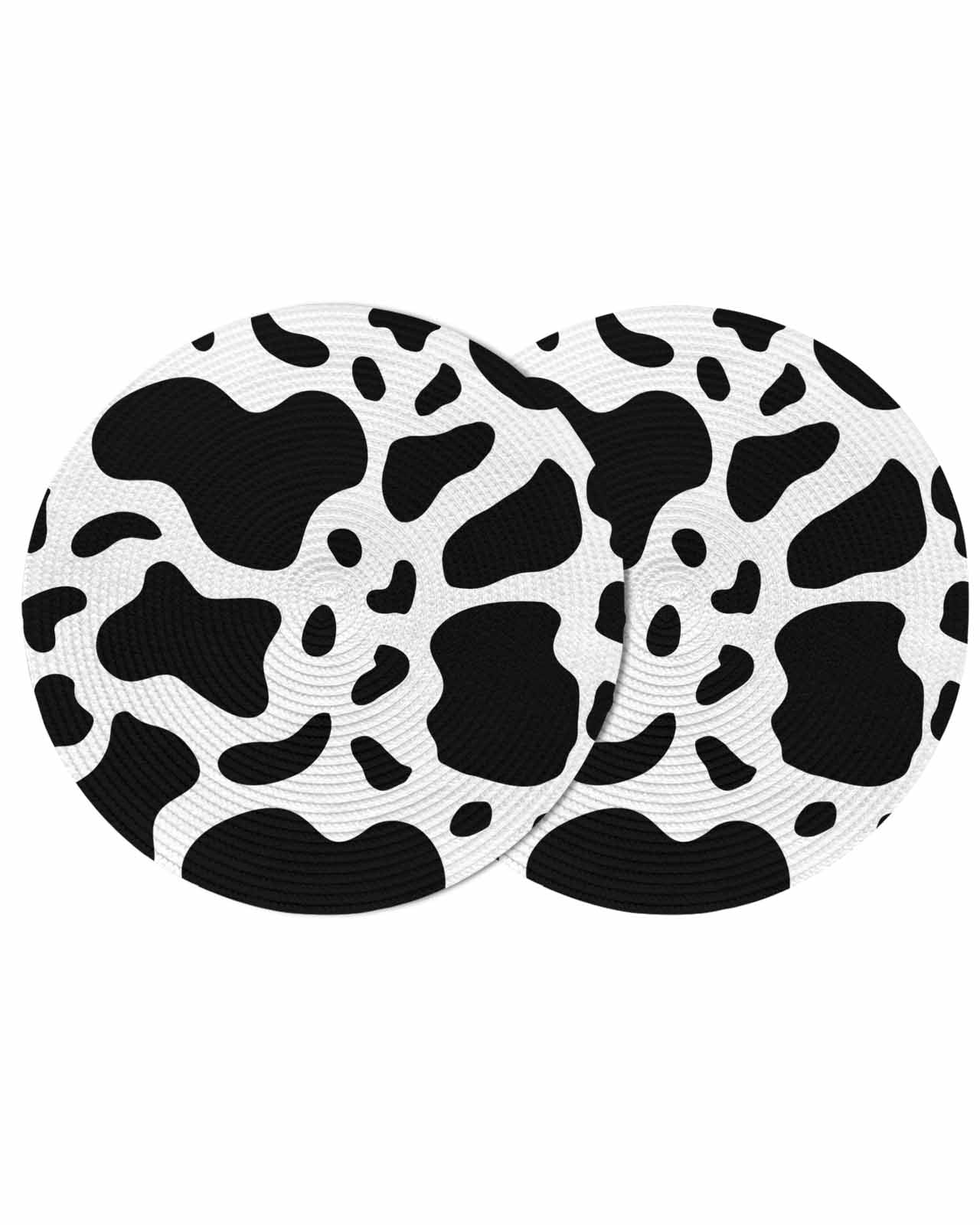 Black And White Cow Print Round Table Placemats set of 2, Farmhouse ...