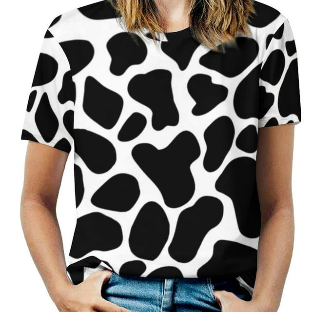 Black And White Cow Print T Shirt O Neck Cow Pattern Spots Animal Overd ...