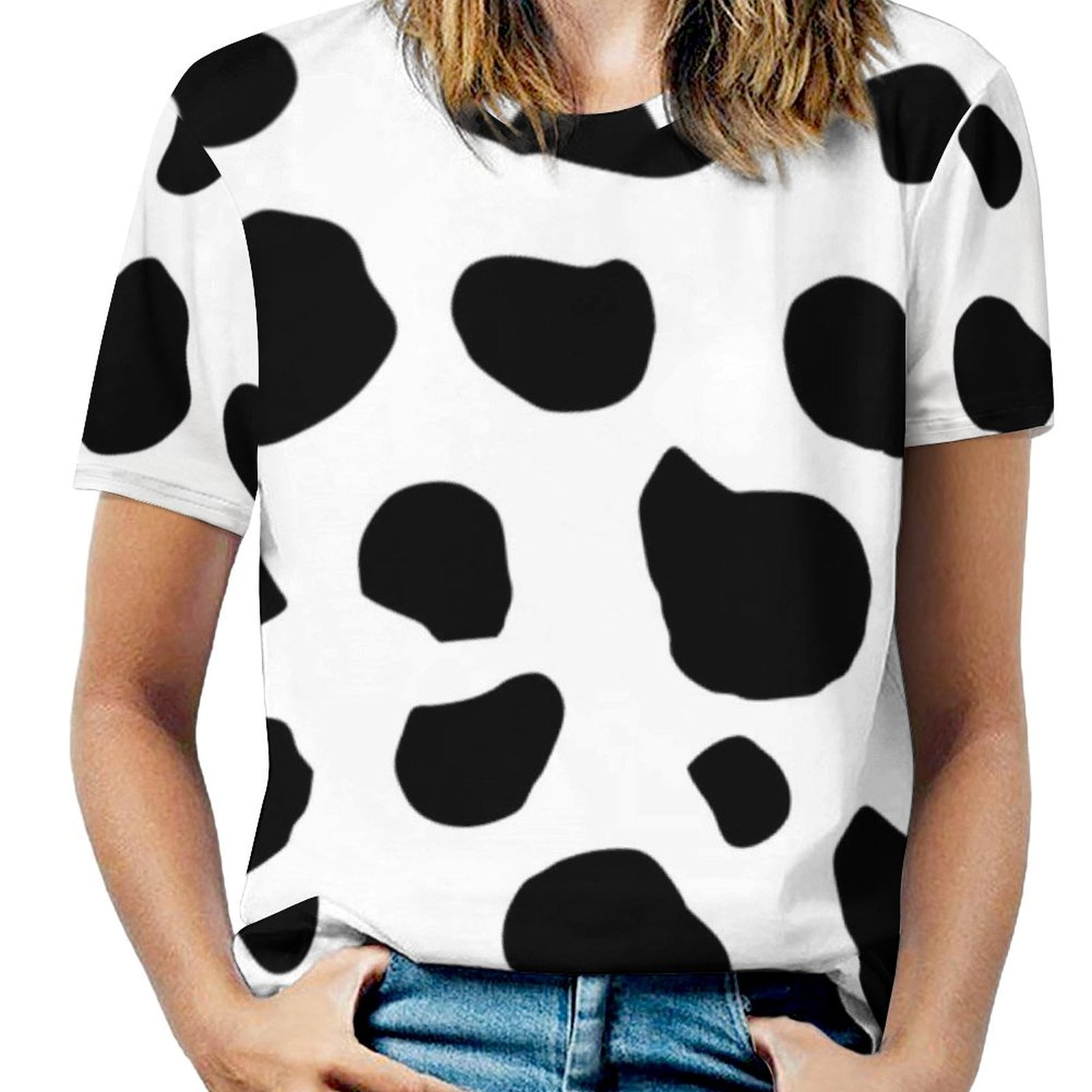 Black And White Cow Print T Shirt O Neck Cow Pattern Spots Animal Overd ...