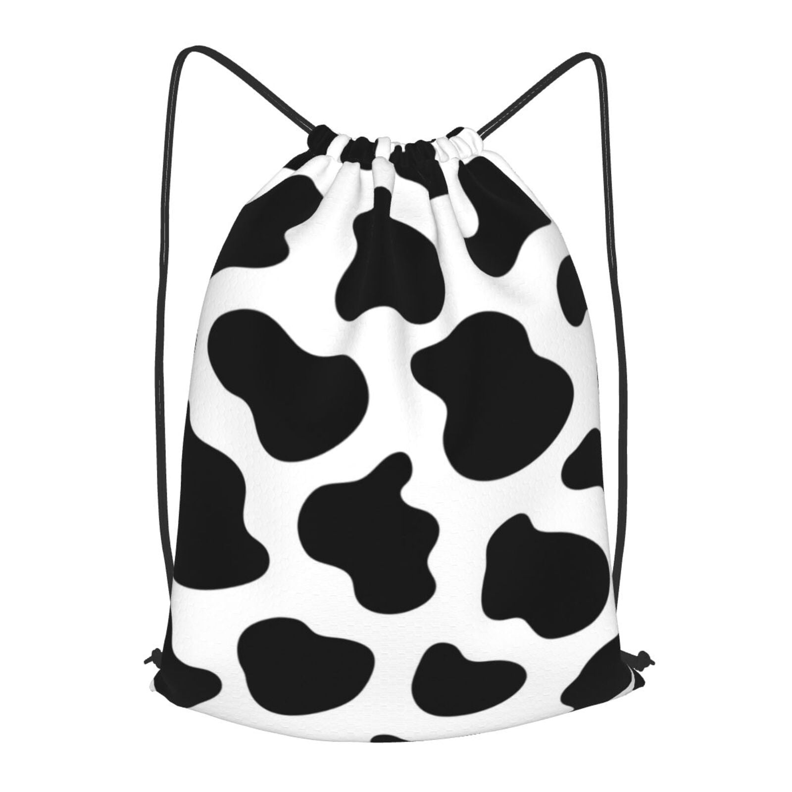 Black And White Cow Skin Print Drawstring Backpack Gym String Bag ...