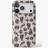 Black And White Creepy Halloween Pattern Phone Case for iPhone 11 to 17 ...