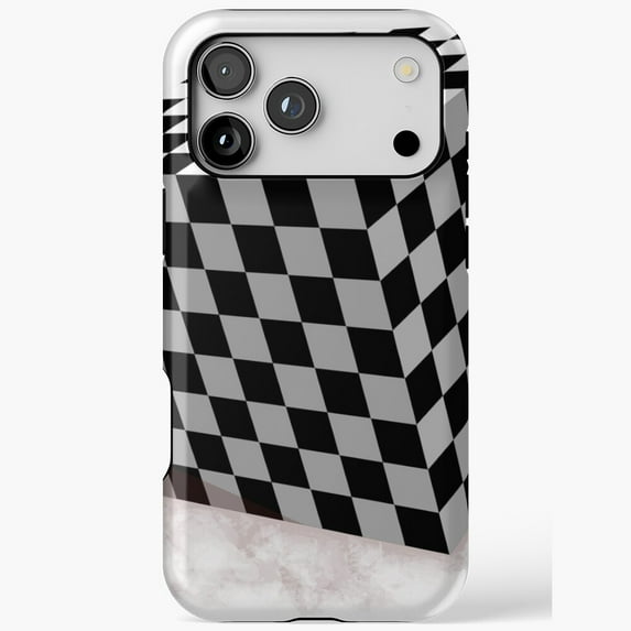 Black And White Cube Pattern Phone Case for iPhone 11 12 13 14 15 16 17 ...