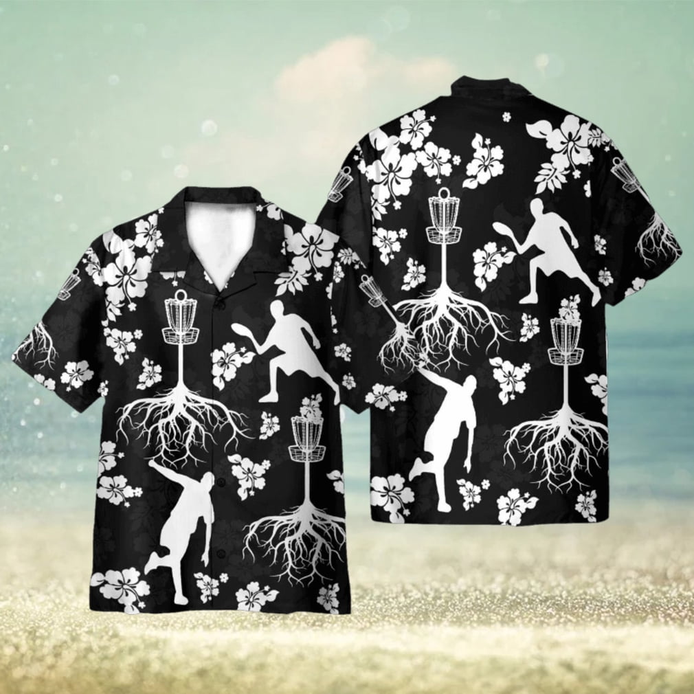 Black And White Disc Golf And Tree Hibiscus Pattern 3D Hawaiian Shirt ...